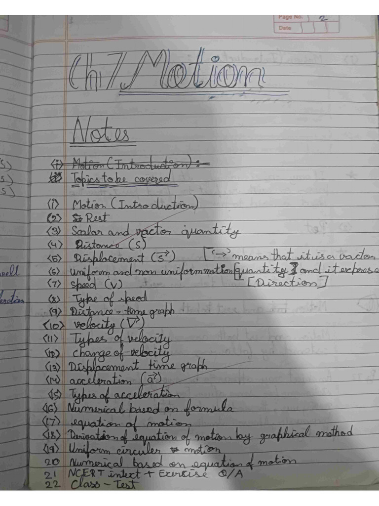 Chapter Motion Notes With Formula | PDF