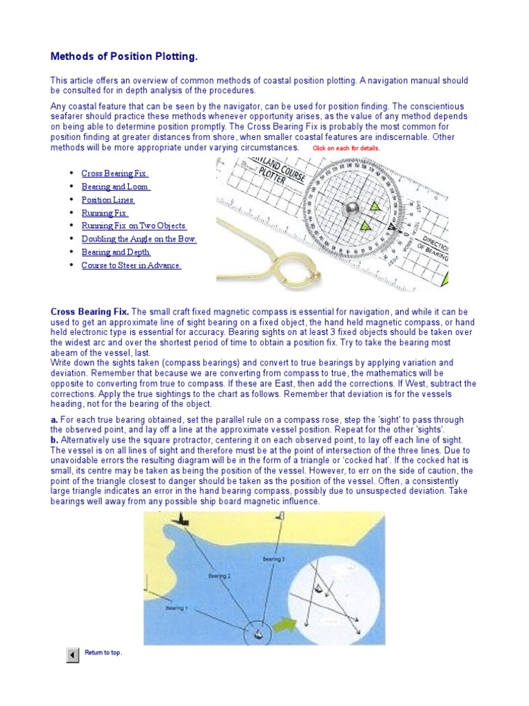Various Fixing Methods | PDF | Compass | Navigation