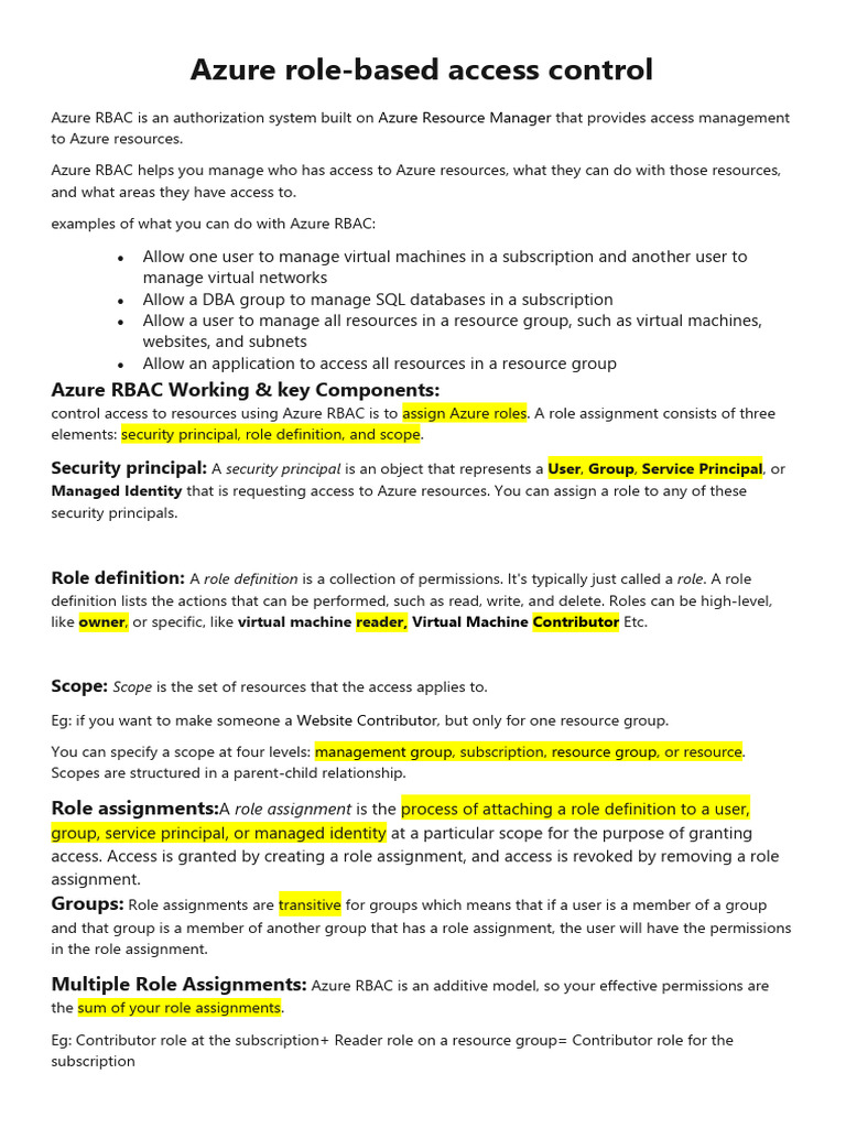 Azure Role Based Access Control (RBAC) | PDF | Information Retrieval | Data