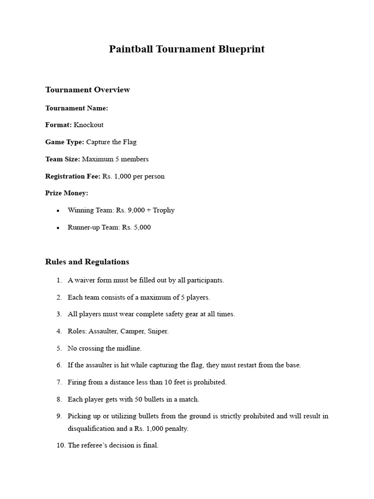 Paintball Tournament Blueprint (1) | PDF | Referee