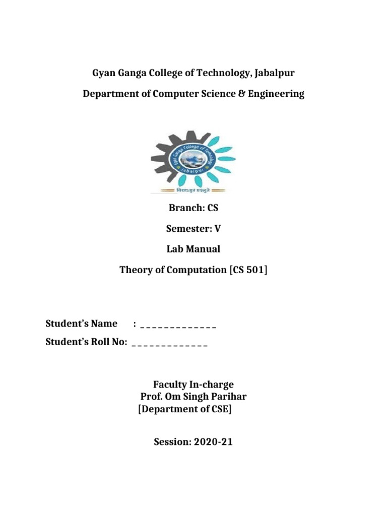 Lab TOC CS 501 | PDF | String (Computer Science) | Computer Engineering