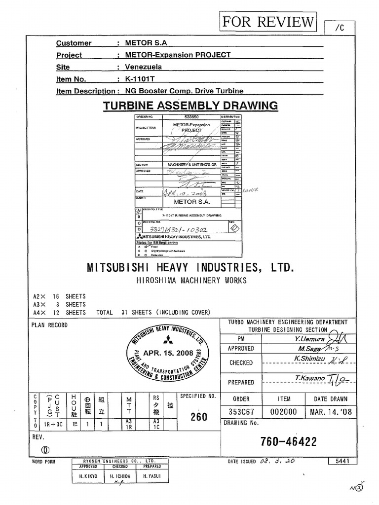 m321-10302 - Rev00.... Turbine Assembly Drawing For K-1101t | PDF