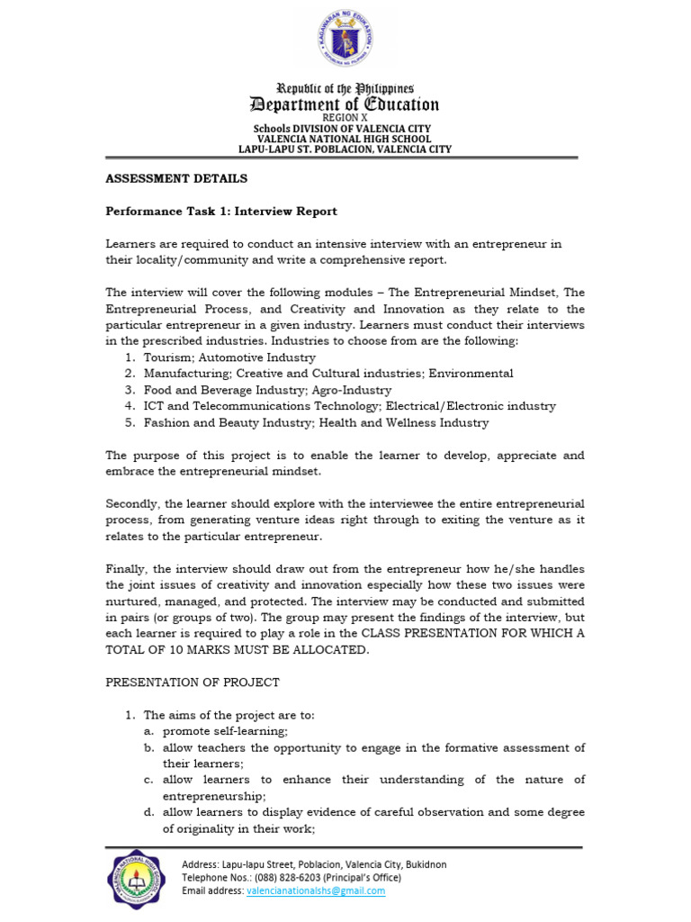 Entrep Performance Task 1 | PDF | Entrepreneurship | Learning