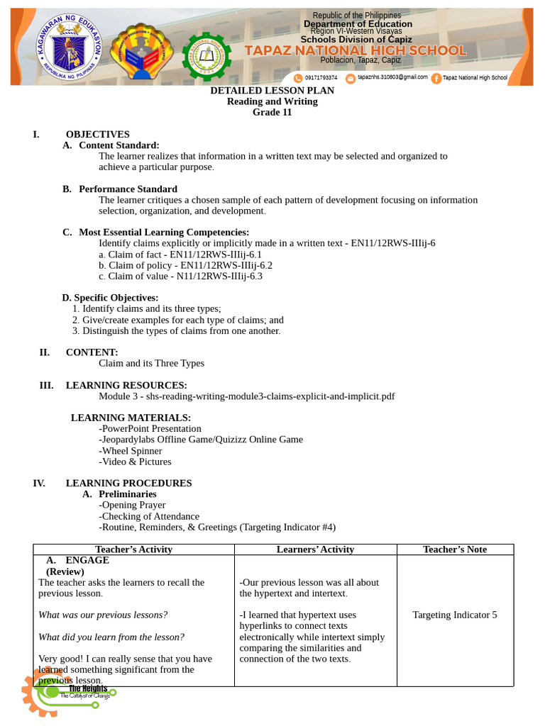 DLP - Classroom Observation 2025 | PDF | Learning | Teachers