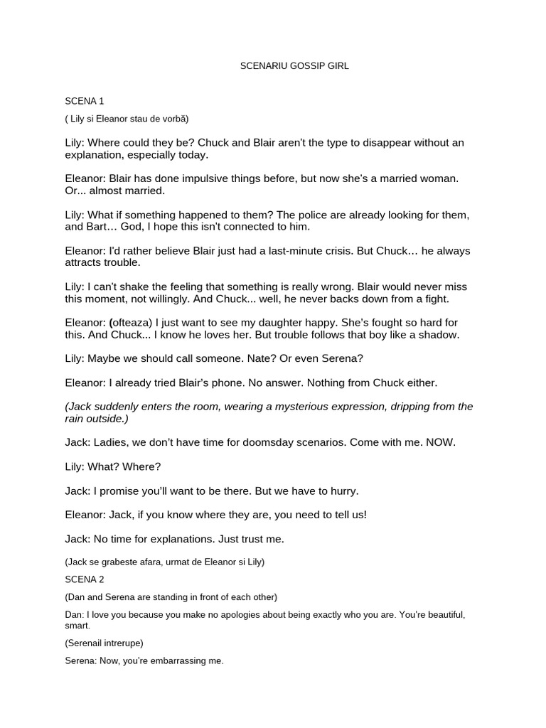 SCENARIU GOSSIP GIRL | PDF | Gossip Girl