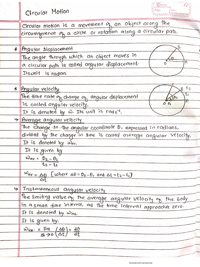 Circular Motion Note - Numericals | PDF