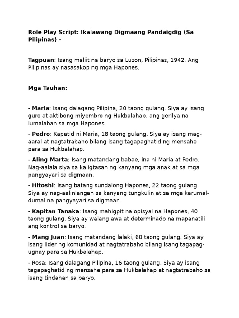 Script Sa Role Play A.P | PDF