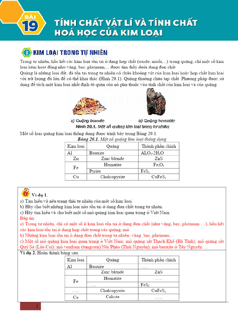 Bai 20 Kim Loai Trong Tu Nhien Va Phuong Phap Tach Kim Loai Gvdocx ...