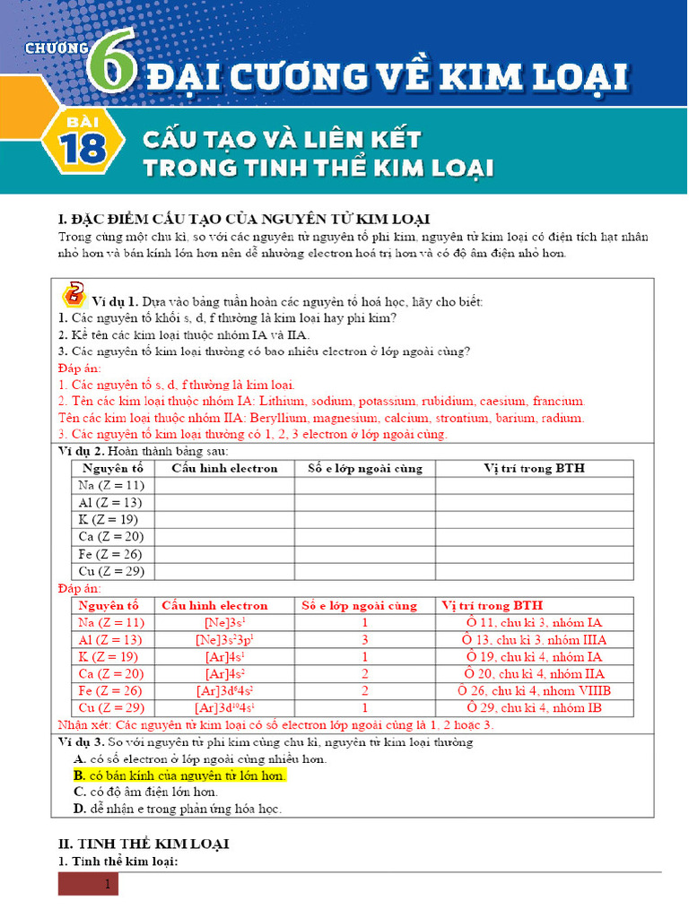 Bai 18 Cau Tao Va Lien Ket Trong Tinh The Kim Loai Gvdocx - 1600 - PDF - Gdrive.vip | PDF