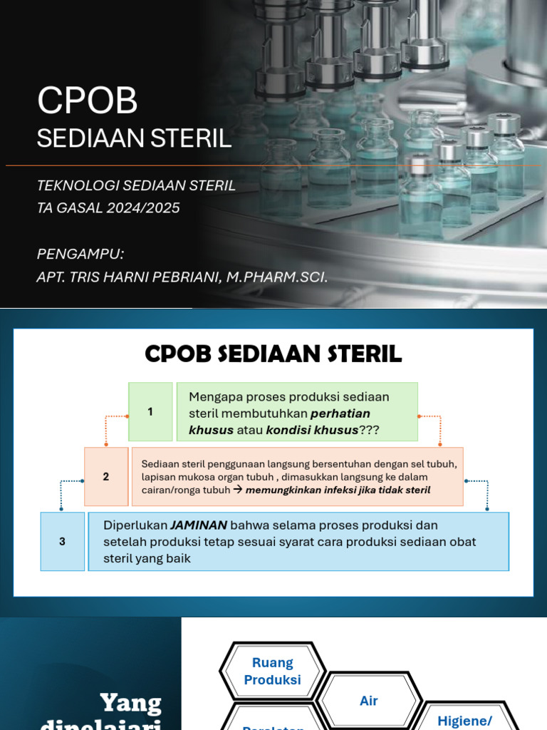 CPOB Sediaan Steril 2024/2025 | PDF