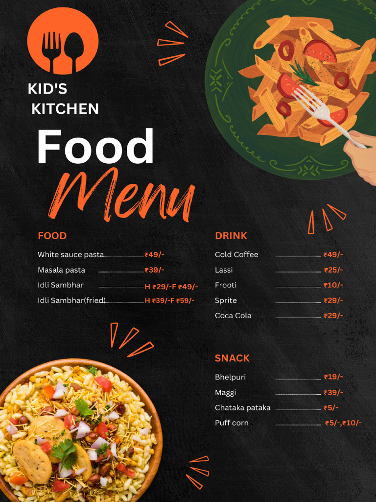 Orange Black Modern Food Menu | PDF