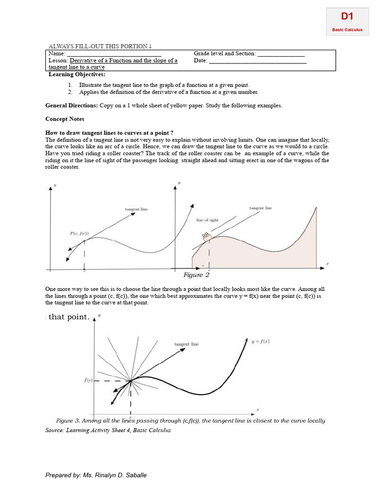 Tangent Lines and Derivatives Explained | PDF | Tangent | Derivative