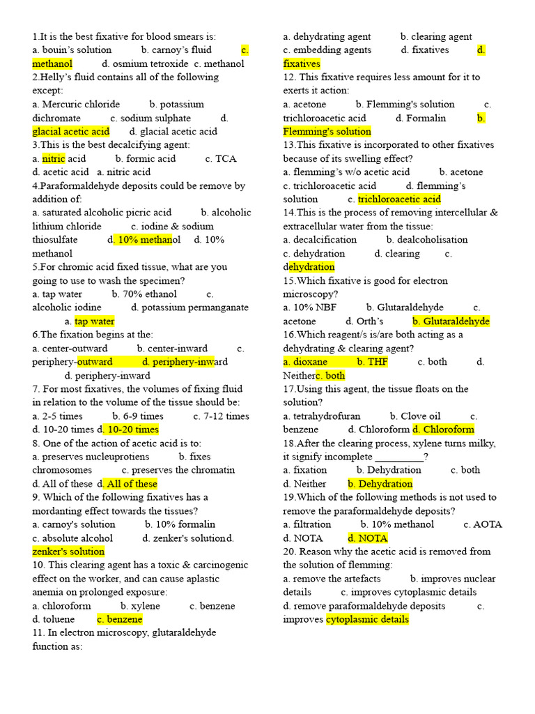B. HistoPath Intensive Exam | PDF | Staining | Fixation (Histology)
