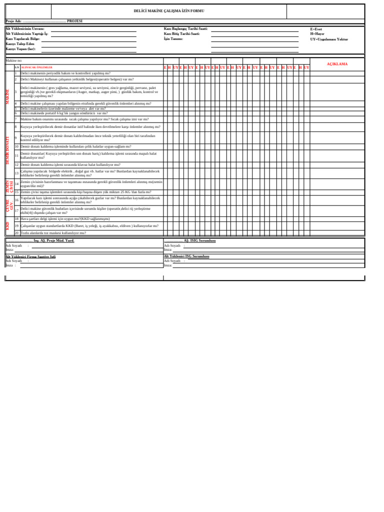 Ctp-i̇sg-Frm-015-Deli̇ci̇ Maki̇ne Çalişma i̇zi̇n Formu Rev | PDF