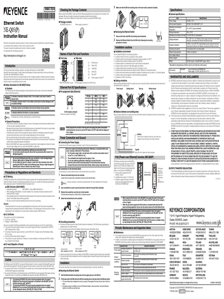 Ethernet Switch_NE-Q05_KEYENCE | PDF | Power Supply | Switch
