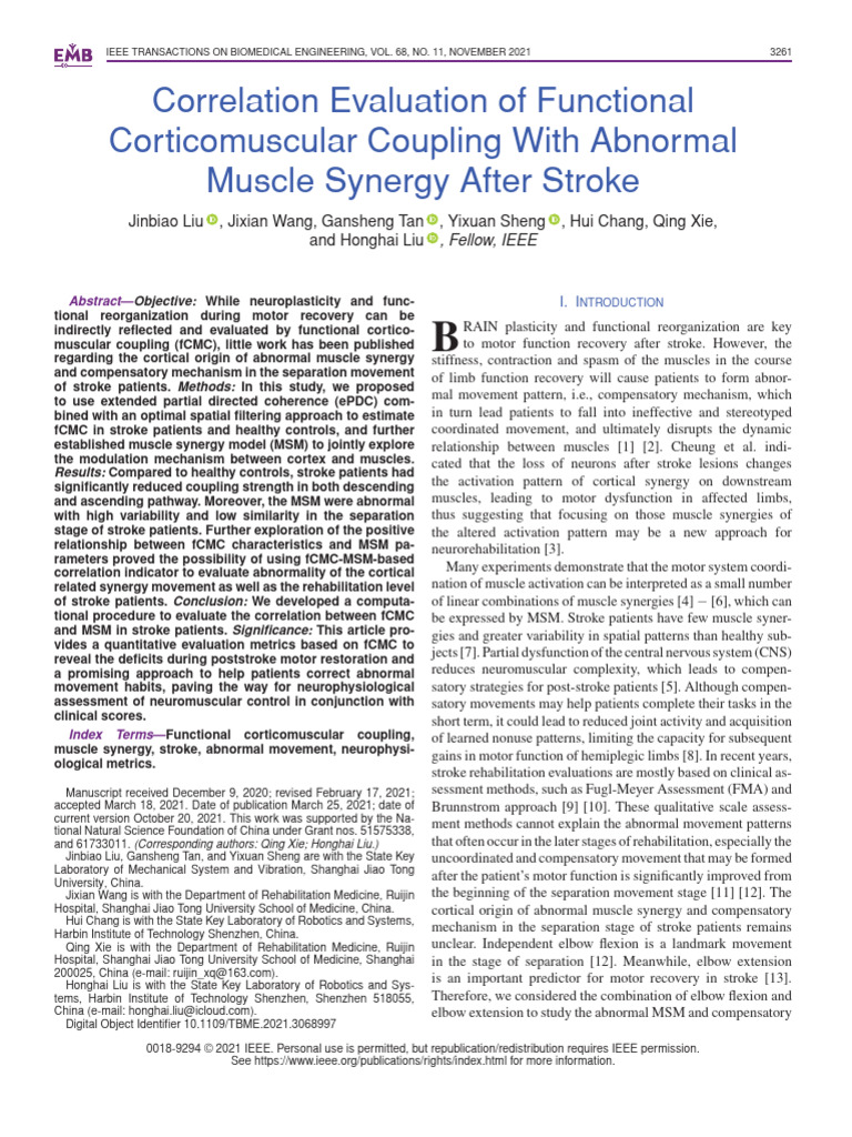 Correlation Evaluation Of Functional Corticomuscular Coupling With