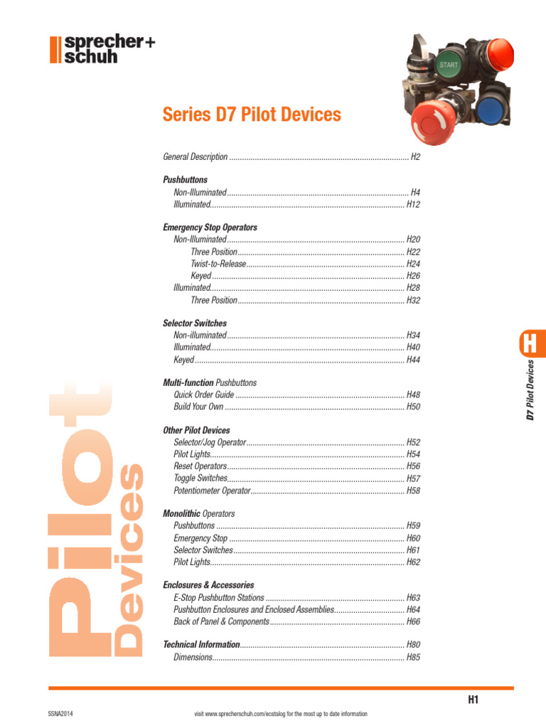 Sprecher - D7 Series Pilot Devices | PDF | Switch | Incandescent Light Bulb