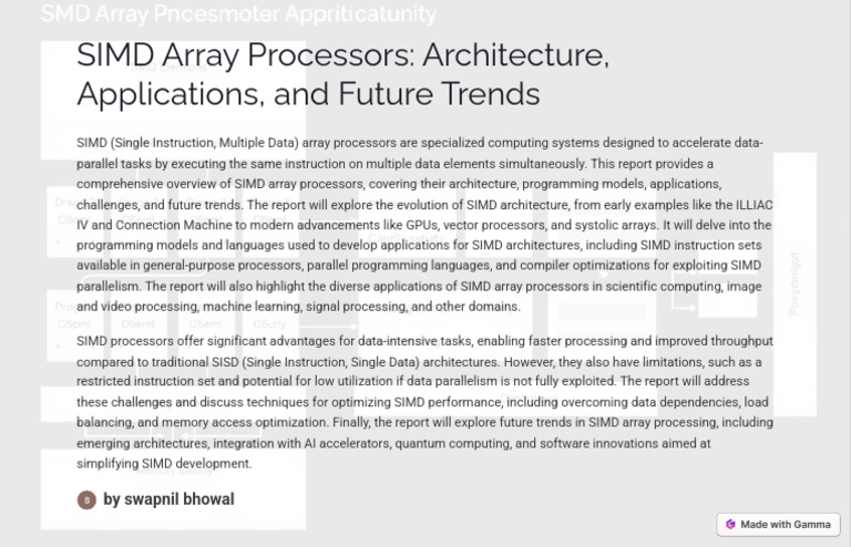 SIMD Array Processors Architecture Applications and Future Trends | PDF