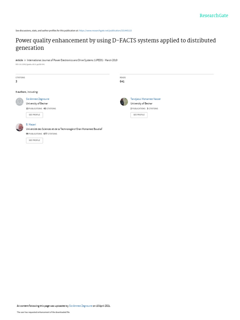 Power Quality Enhancement by Using D-FACTS | PDF | Wind Power | Distributed Generation