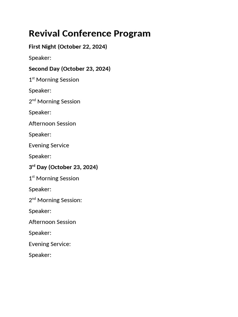 Revival Conference Program | PDF