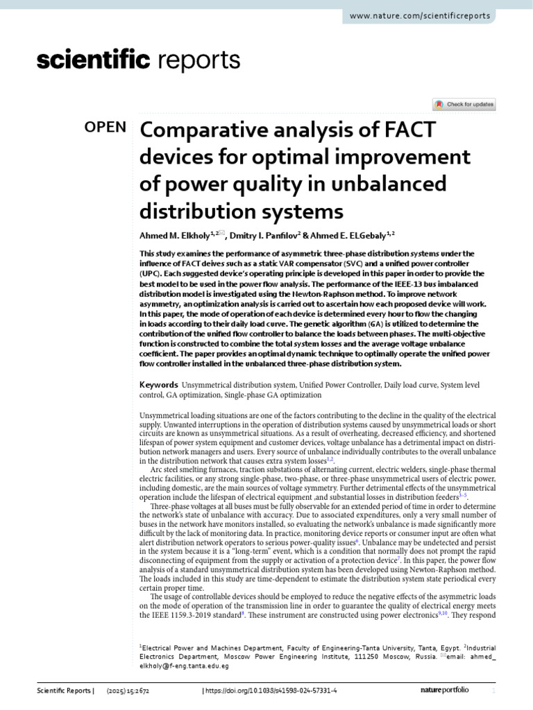 Comparative analysis of FACT devices for optimal improvement of power ... Comparative analysis of FACT devices for optimal improvement of power ...