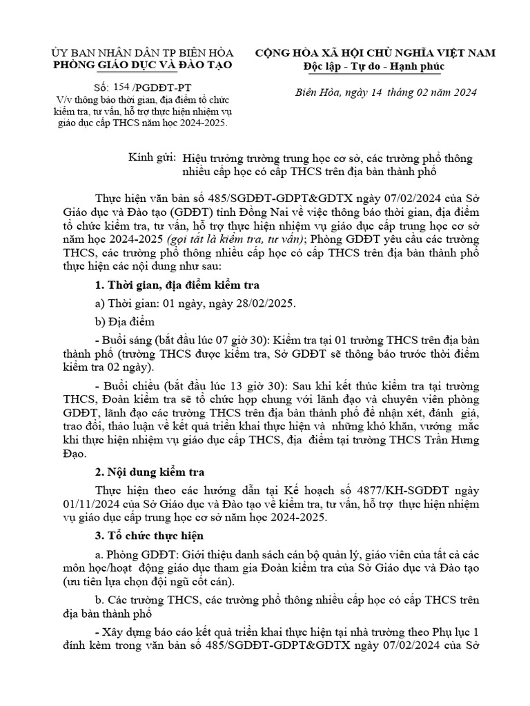 154 - PGD-THONG BAO KIEM TRA, TU VAN CHUYEN MON - 20250214023810.634.signed - Signed | PDF