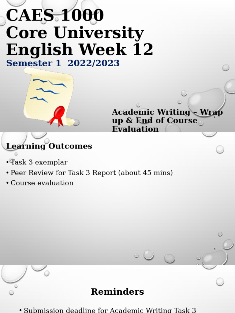 CAES1000 Week 12 22-23 Sem 1 | PDF | Turnitin | Peer Review