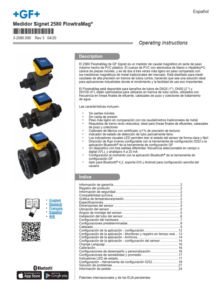 Signet 2580 FlowtraMag Meter (Spanish) | PDF | Medición de flujo