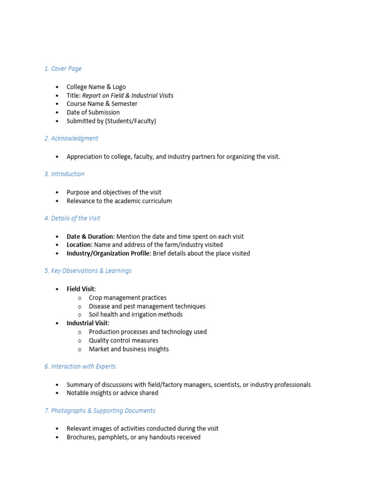 Field Visit Report Outline | PDF