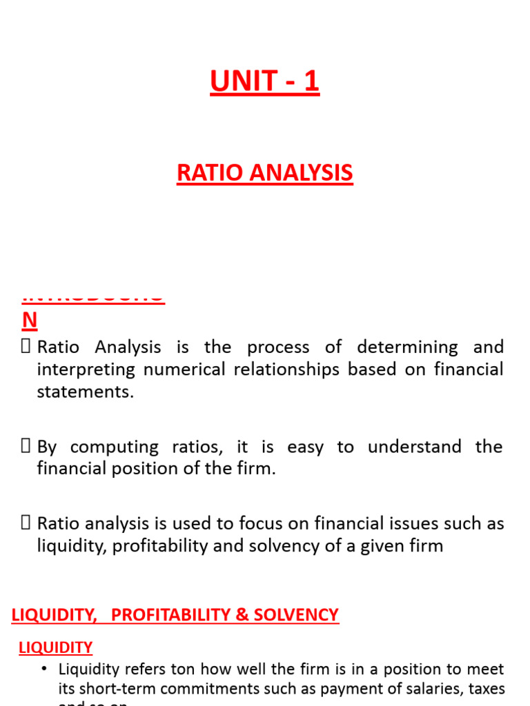 Unit 1 - Ratio Analysis_PPT.ppt | PDF | Debt | Cost Of Goods Sold