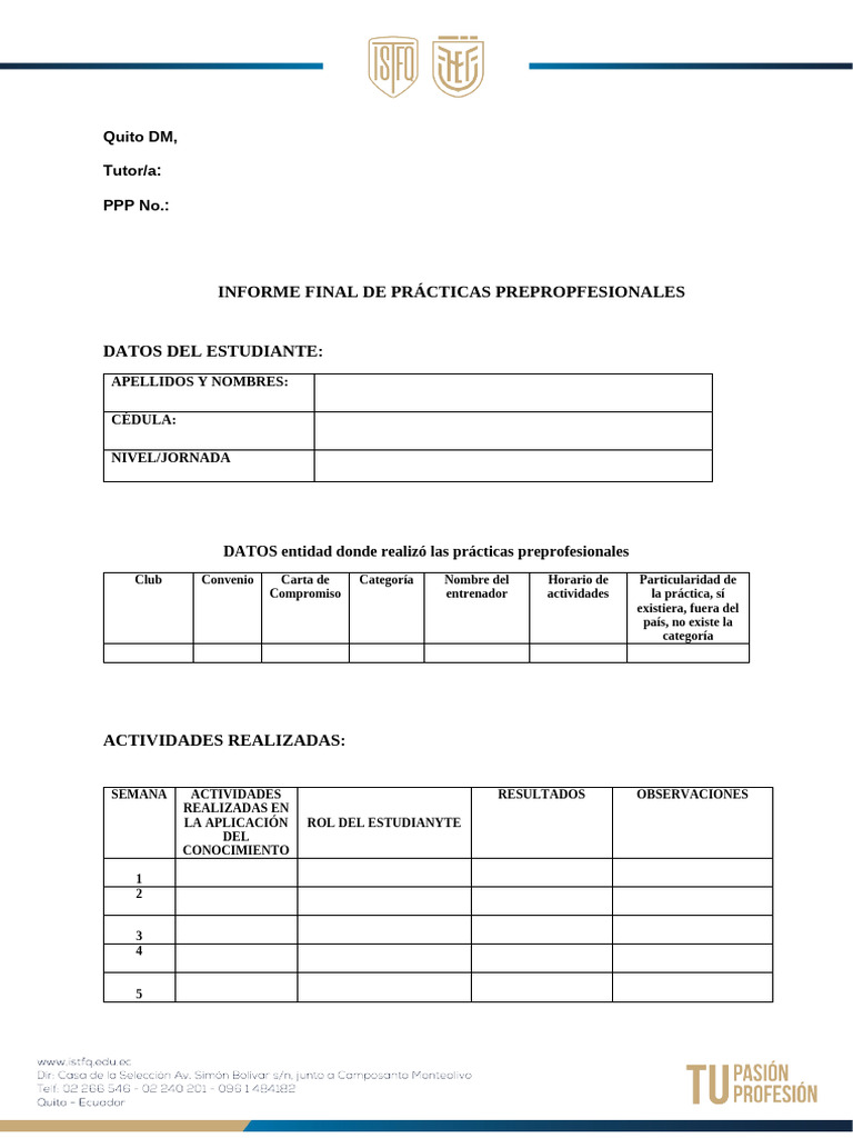 Informe Final de Prácticas Preprofesionales | PDF