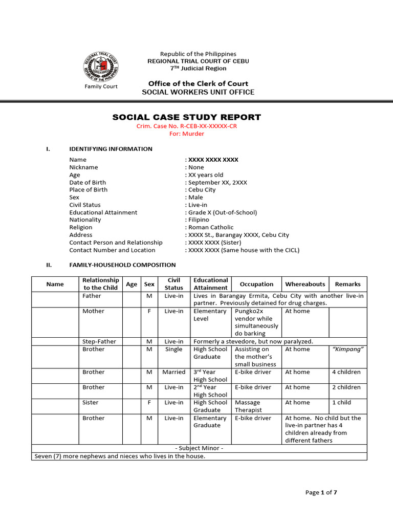 Sample Court Case Study CICL | PDF | Juvenile Delinquency | Crimes