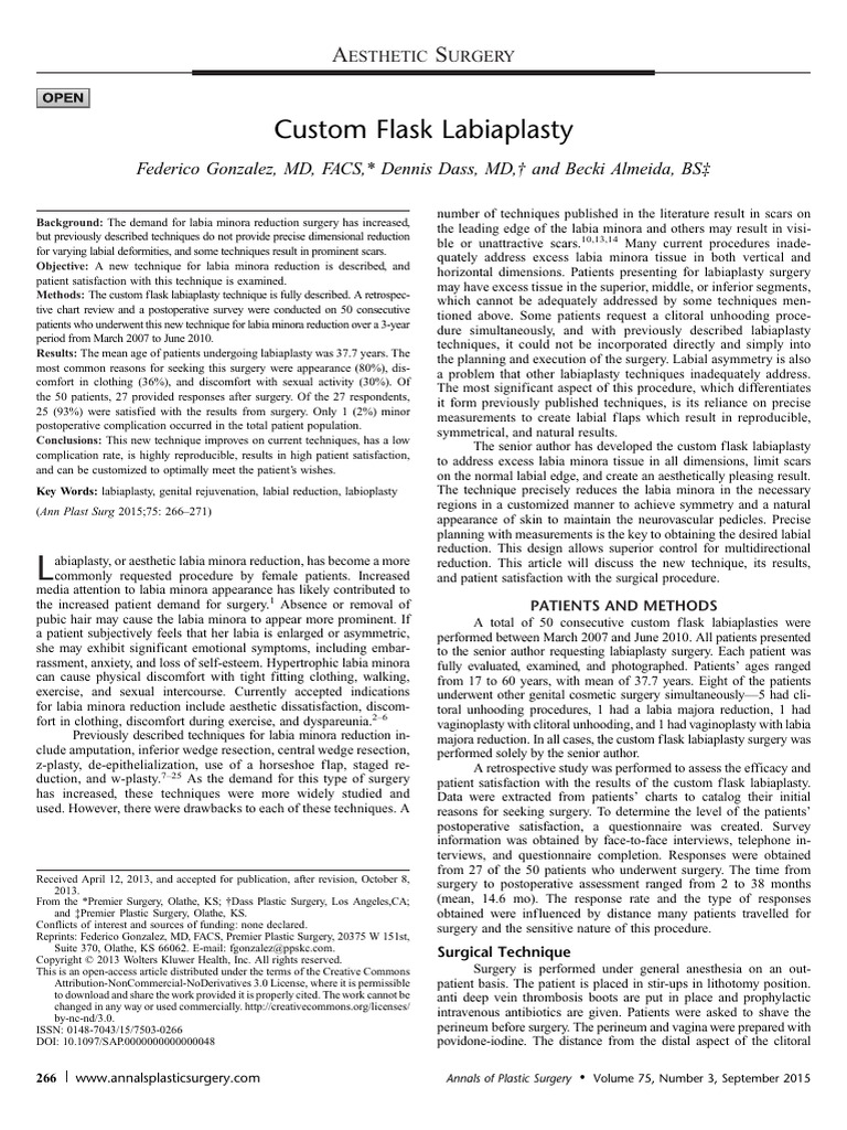 Custom Flask Labiaplasty | PDF | Labia | Animal Female Reproductive System