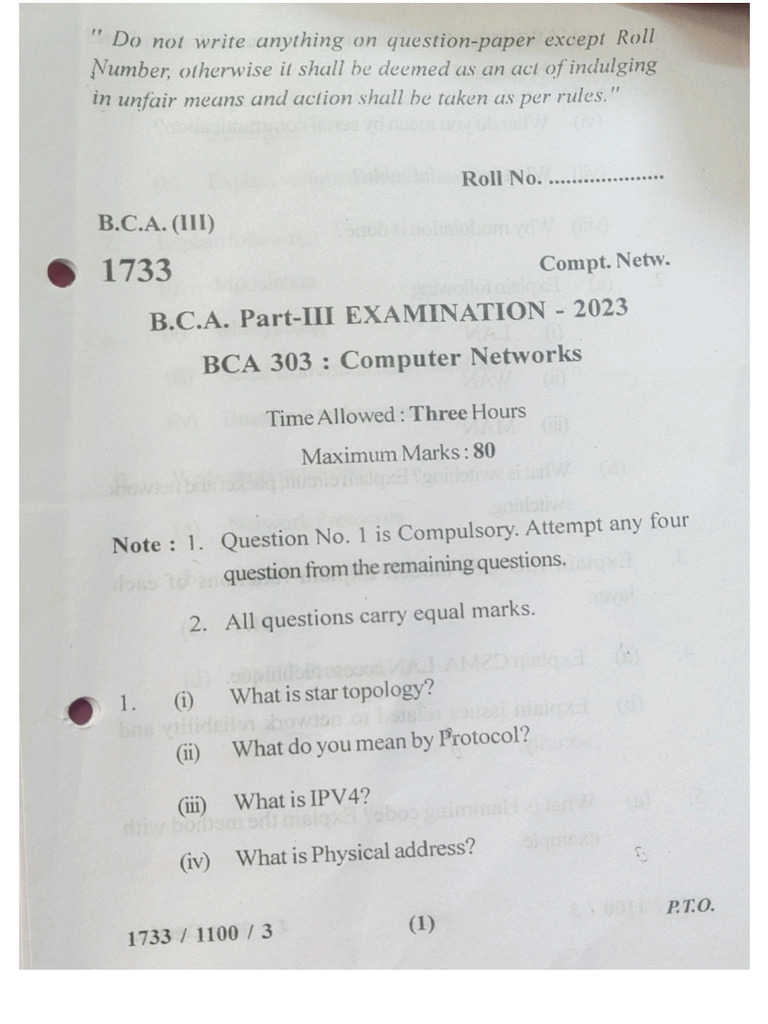 Computer Network BCA Final Year | PDF