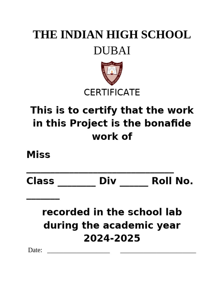 IHS Project Certificate - 2024 - 25 | PDF