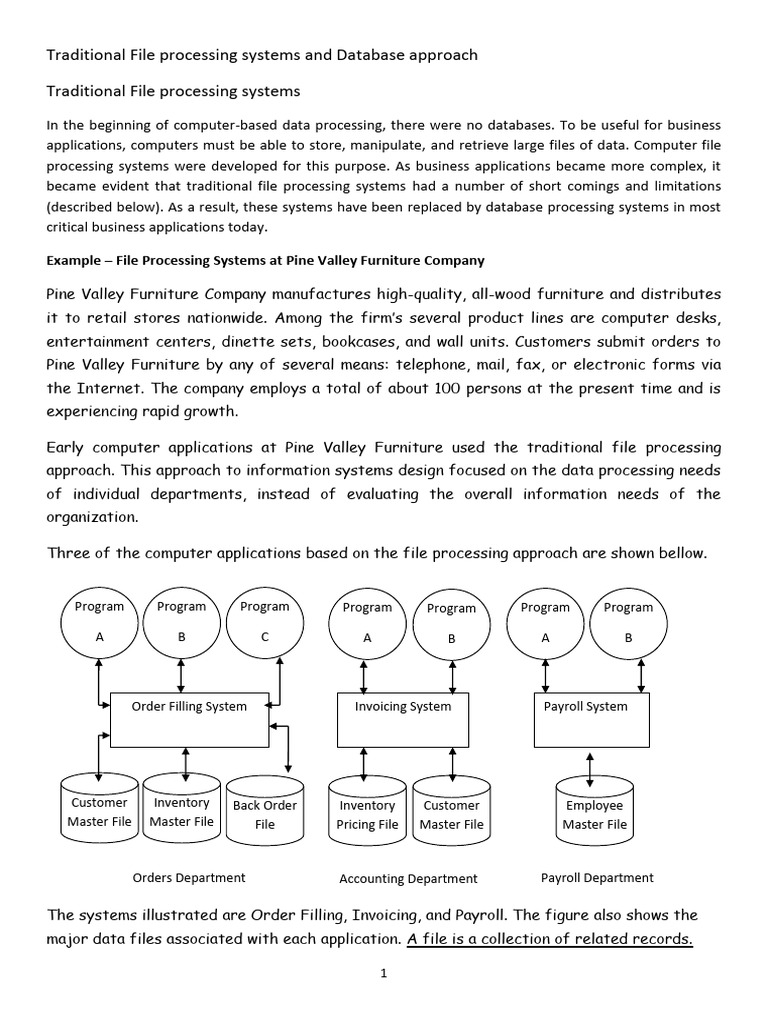 Handout 1-Traditional File Processing Systems Database Systems | PDF | Databases | Computer File