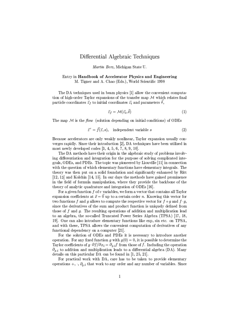 Berz Differential Algebraic Method | PDF