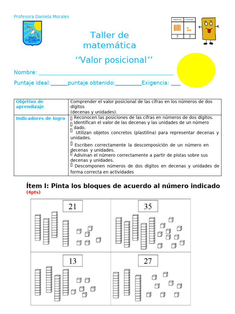 Taller Valor Posicional Noviembre | PDF