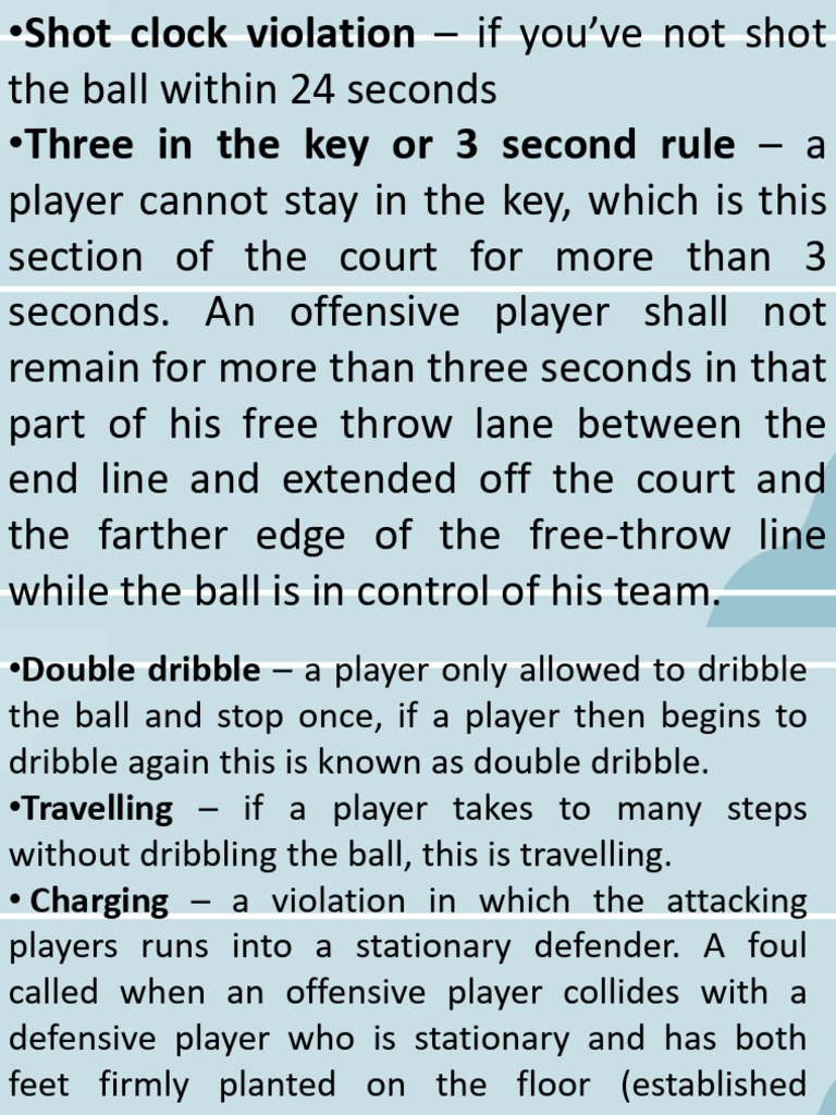 Basketball Rule Violations Explained | PDF