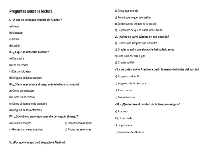 Preguntas sobre la lectur 2 GRADO DE PRIMARIA | PDF