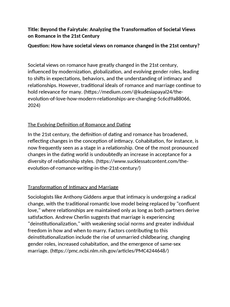 Evolving Views on Love and Marriage | PDF | Romance (Love) | Intimate ...