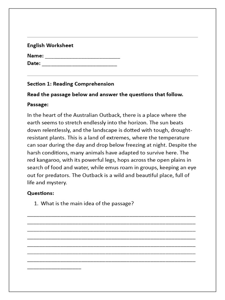 Grade 5 English Vocabulary and Passage Reading | PDF | Linguistics ...