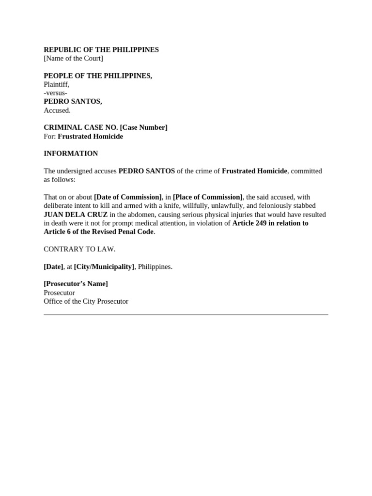 Frustrated Homicide Case: Pedro Santos | PDF