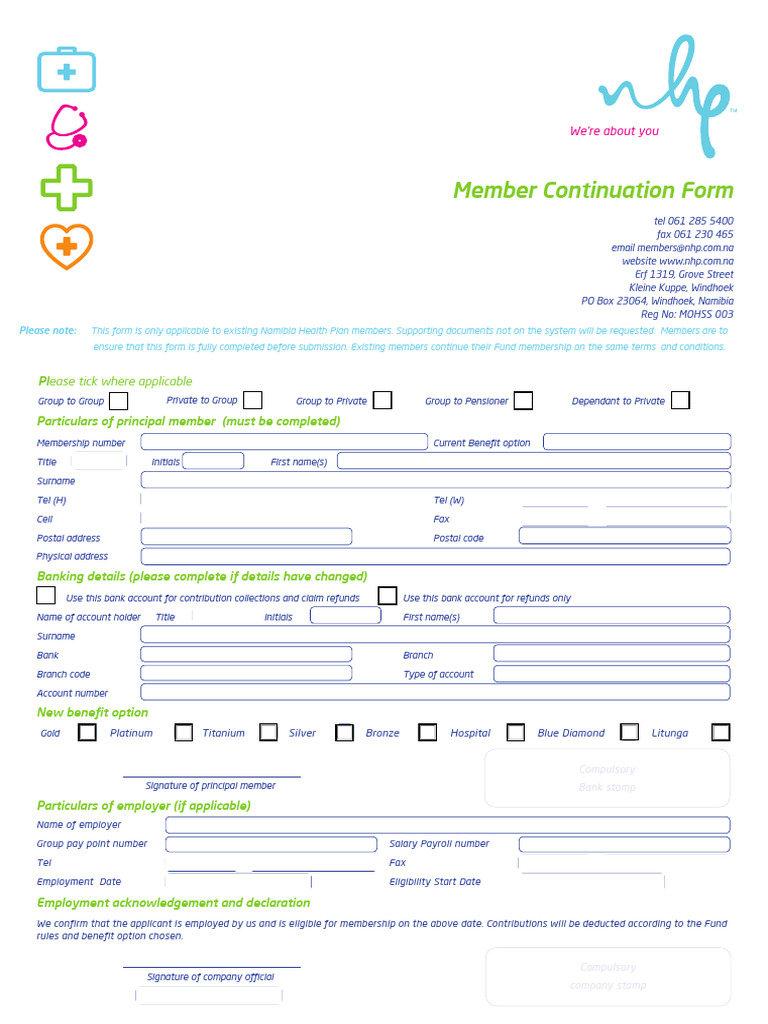 Namibia Health Plan Member Form | PDF | Government Finances