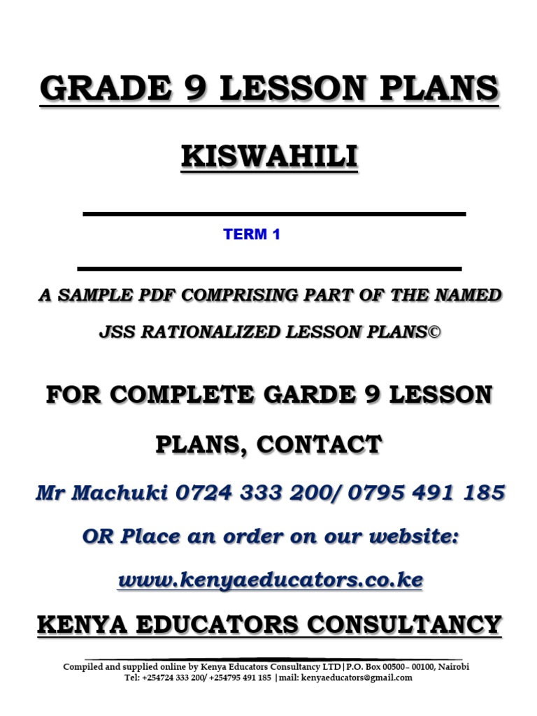 Kisw Grade 9 t1 Lesson Plans | PDF