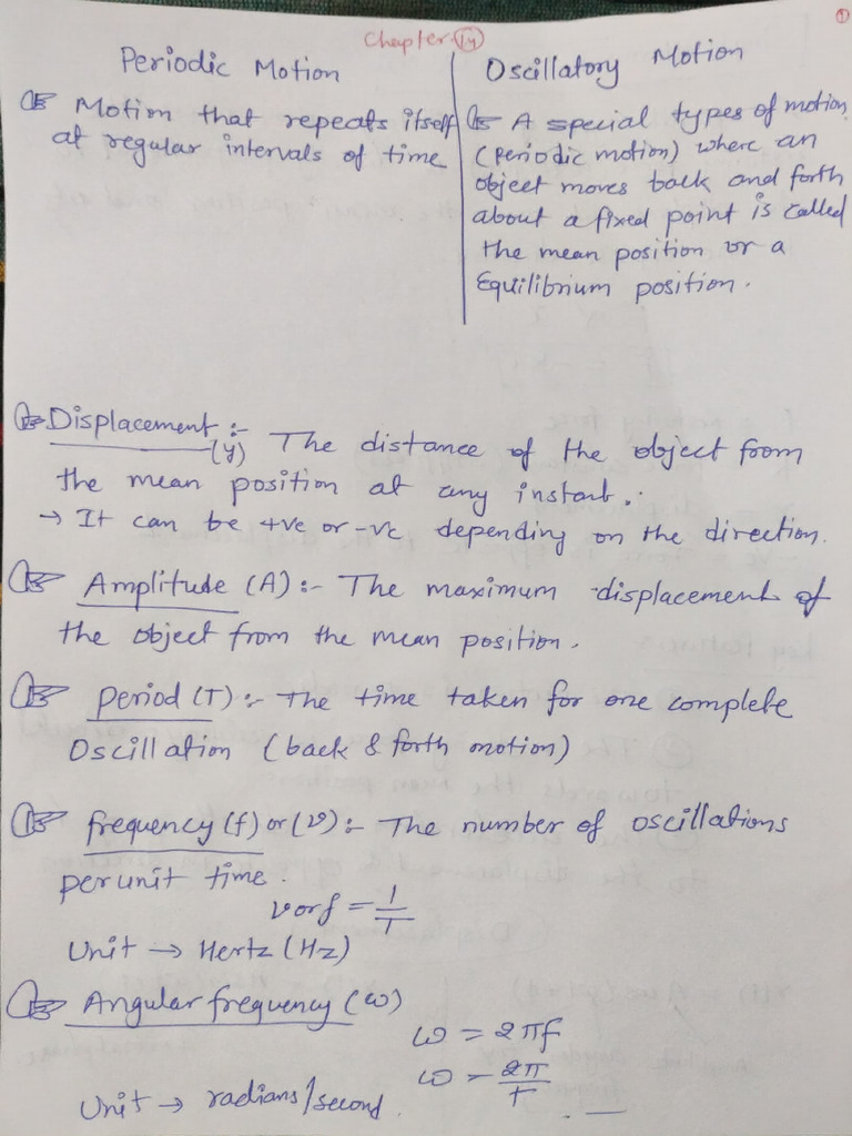 11 Physics Chapter 13 Oscillation HWN | PDF | Quantity | Periodic Phenomena