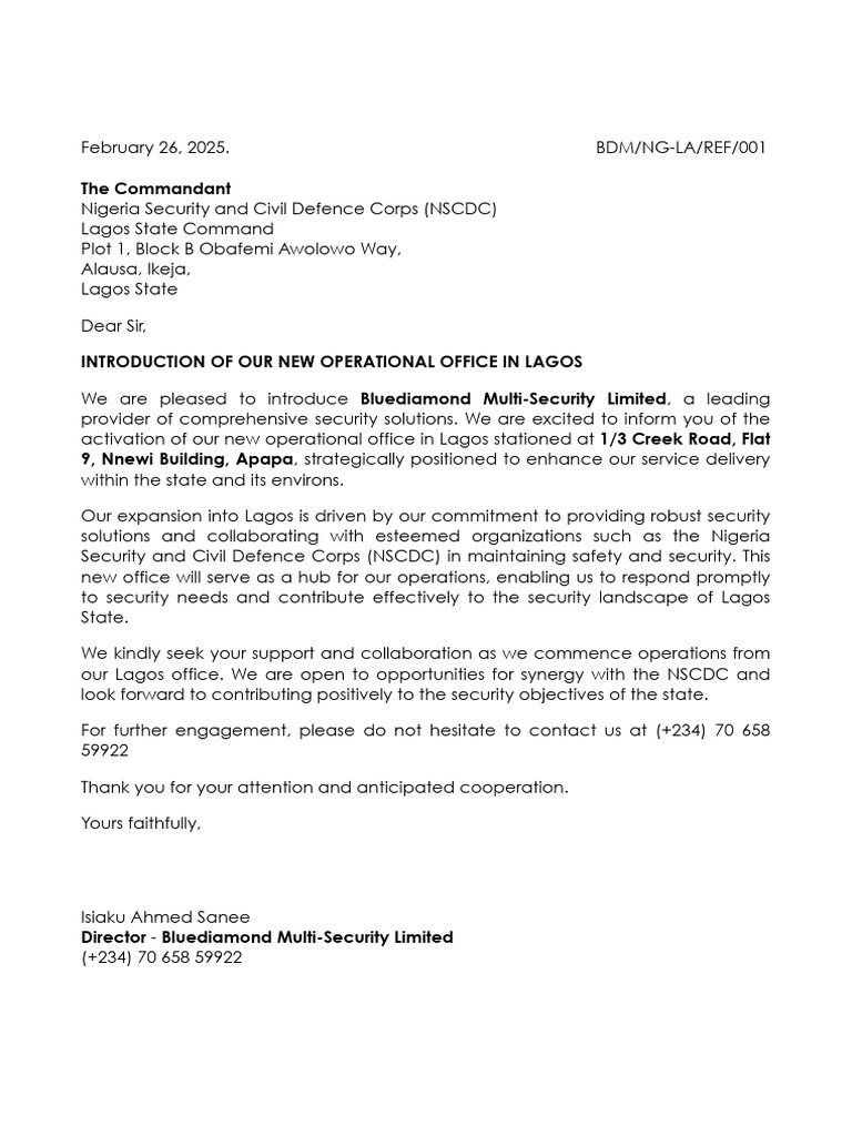 NSCDC Collaboration with Bluediamond Security | PDF