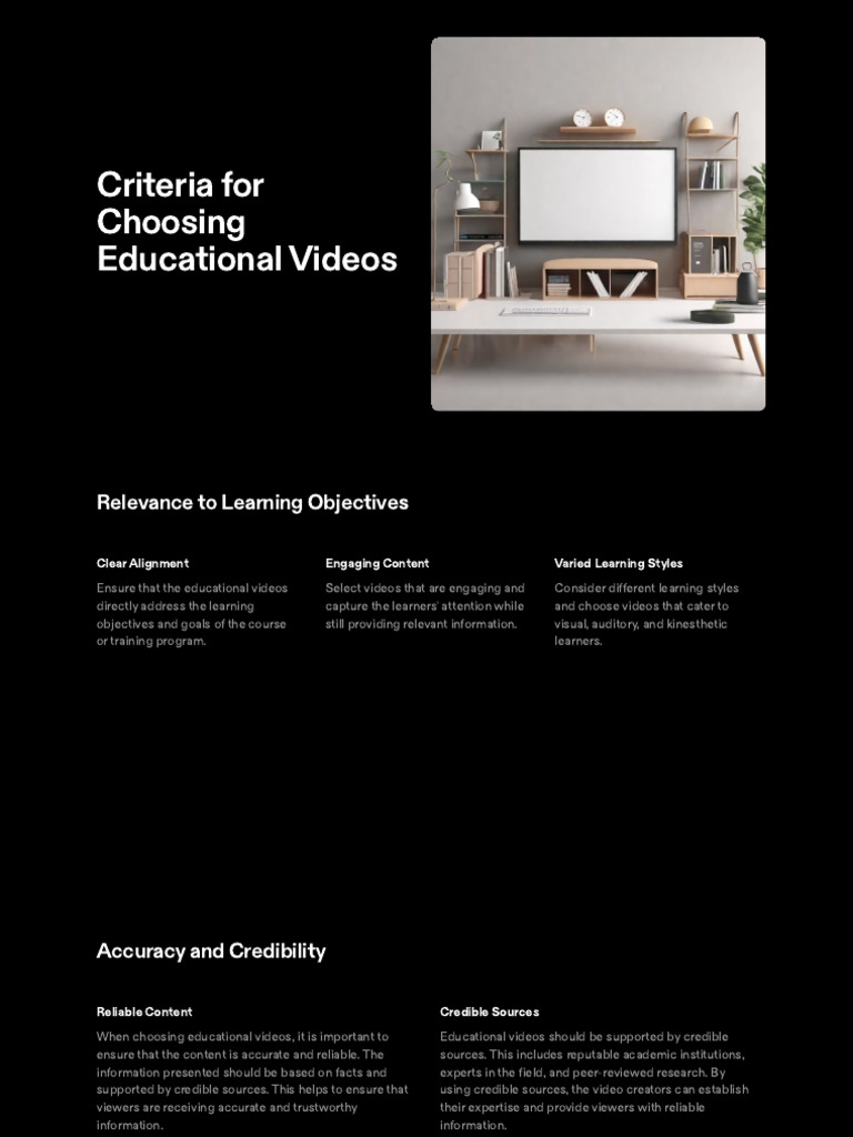 Criteria For Choosing Educational Videos 2024 2 18 17 46 59 | PDF ...