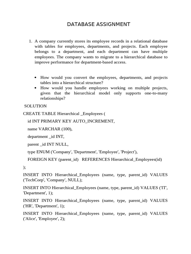 DATABASE ASSIGNMENT | PDF | Relational Model | Data Model