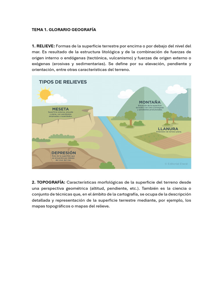 Glosario. Tema 1 | PDF | Terreno | Erosión